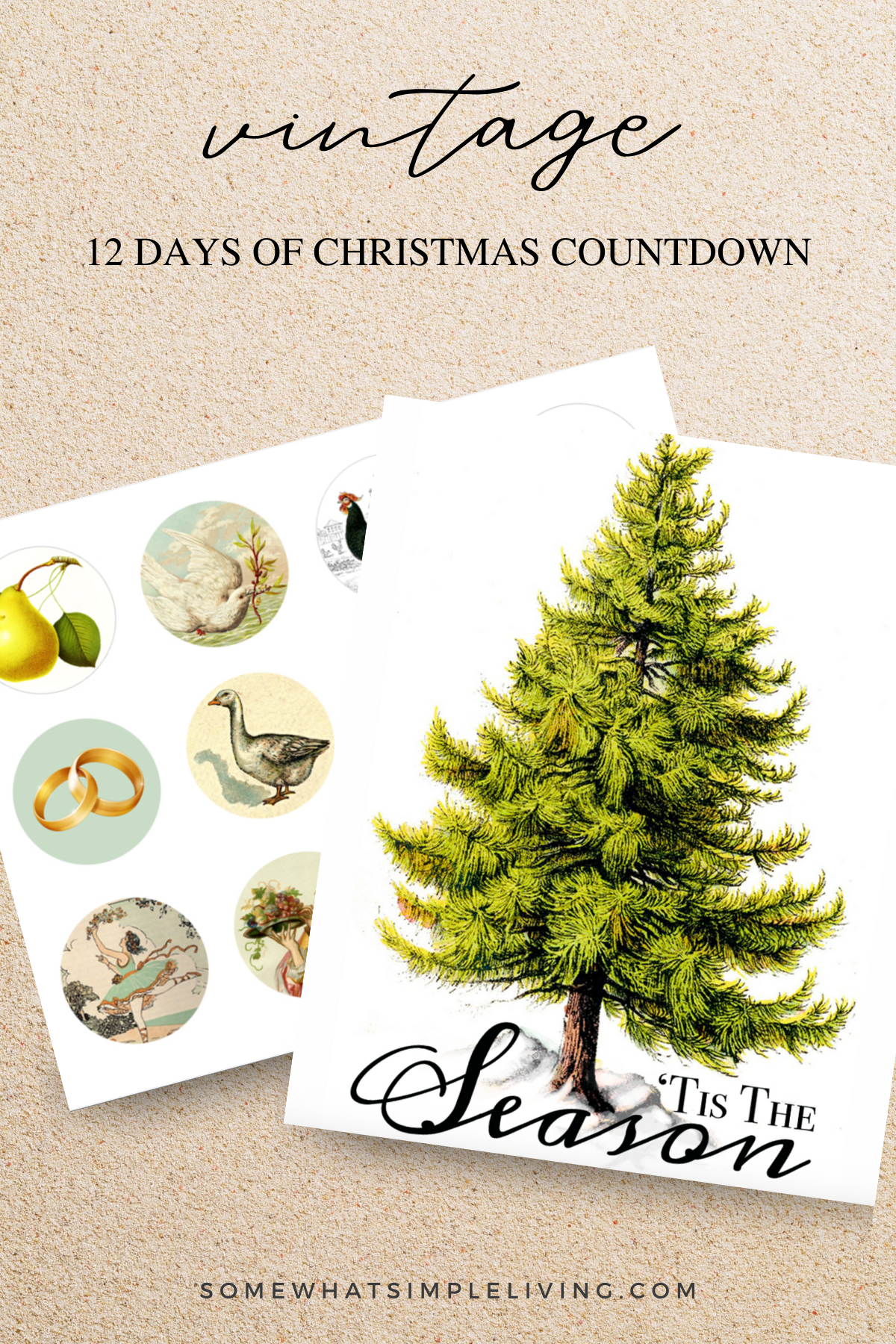 Vintage 12 Days of Christmas Countdown Printable